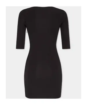 Dsquared2 Logo Plaque Short Sleeve Dress - Black