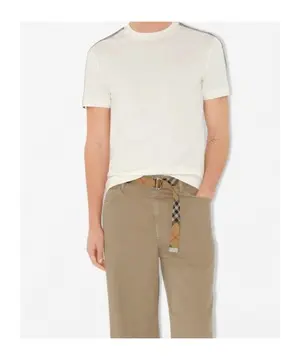 Burberry Logo Embroidered Crewneck T-shirt - Chalk
