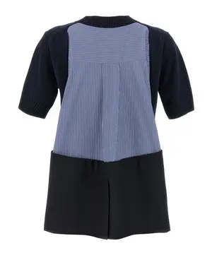 Sacai Poplin Ribbed Pullover
