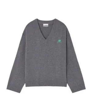GANNI V-neck Long Sleeve Jumper - Black