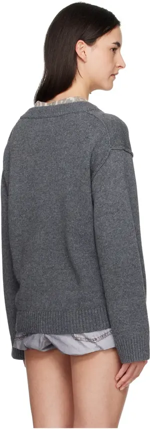 GANNI V-neck Long Sleeve Jumper - Black
