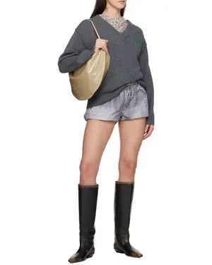 GANNI V-neck Long Sleeve Jumper - Black