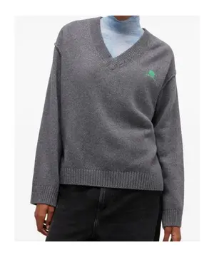 GANNI V-neck Long Sleeve Jumper - Black