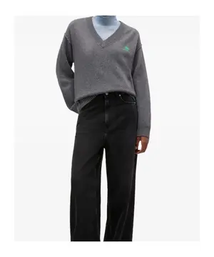 GANNI V-neck Long Sleeve Jumper - Black