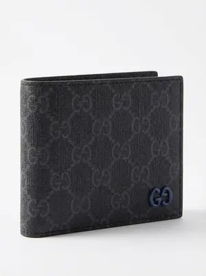Gucci Blue Interior Gg Bi-fold Wallet - Black Blue