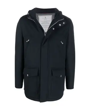 Brunello Cucinelli Cashmere Zipped Coat - Blue