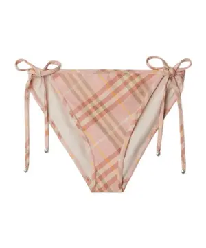 Burberry Checked Self-tied Bikini Bottoms - Nude