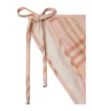 Burberry Checked Self-tied Bikini Bottoms - Nude