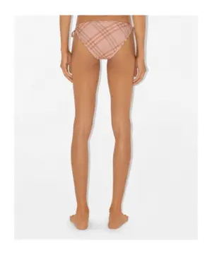 Burberry Checked Self-tied Bikini Bottoms - Nude