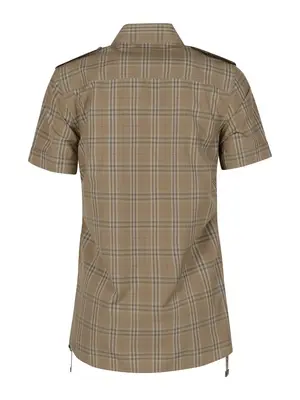 Burberry Checked Drawstring Hem Shirt - Nut