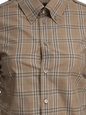 Burberry Checked Drawstring Hem Shirt - Nut
