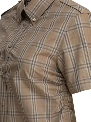 Burberry Checked Drawstring Hem Shirt - Nut