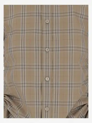 Burberry Checked Drawstring Hem Shirt - Nut