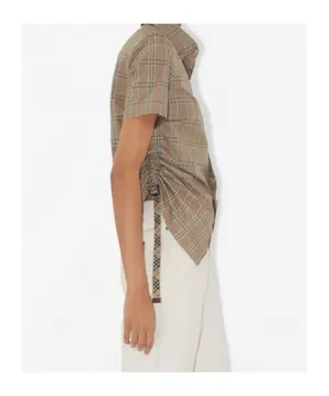 Burberry Checked Drawstring Hem Shirt - Nut