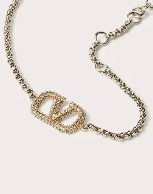 Valentino Garavani V Logo Signature Bracelet With Swarovski Crystals