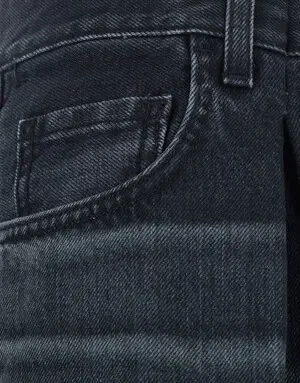 HAIKURE Wide Leg Denim Trousers With Ruched Detail - Black