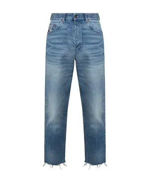 Gucci Gucci Cropped Jeans With Logo Patches Blue