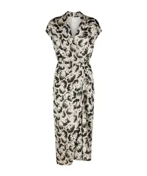 Dries Van Noten Dillian Printed V-neck Cap Sleeve Dress - Black
