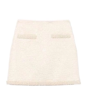 SELF-PORTRAIT Boucle Embellished Trim Mini Skirt - No