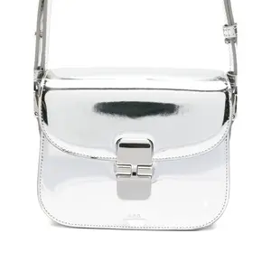 A.p.c. Turnlock Foldover Top Shoulder Bag - Sliver