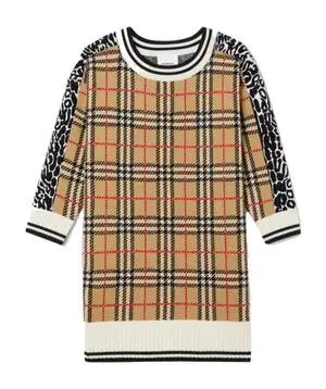 Burberry Check And Leopard Print Knit Dress