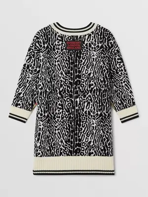 Burberry Check And Leopard Print Knit Dress