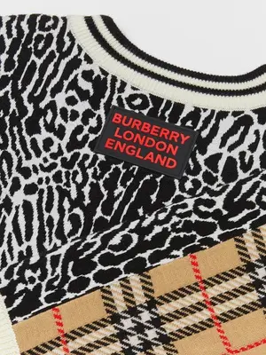 Burberry Check And Leopard Print Knit Dress