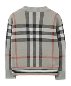 Burberry Check-print Wool Cardigan - Gray
