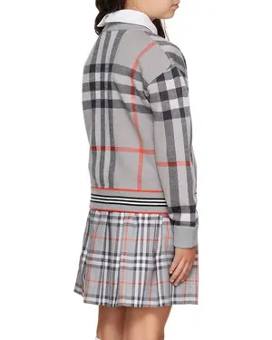 Burberry Check-print Wool Cardigan - Gray