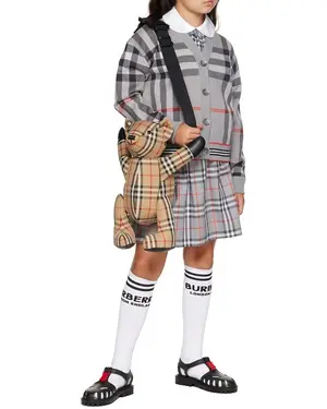 Burberry Check-print Wool Cardigan - Gray