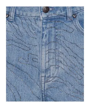 ROTATE BY BIRGER CHRISTENSEN Embellished Denim Shorts
