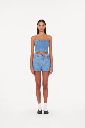 ROTATE BY BIRGER CHRISTENSEN Embellished Denim Shorts