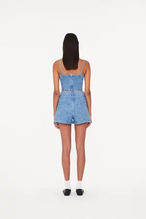 ROTATE BY BIRGER CHRISTENSEN Embellished Denim Shorts