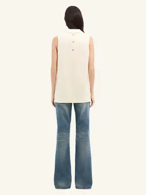COURREGES Courrges Sleeveless Polo Shirt With Button Detail