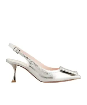 ROGER VIVIER Viv In The City' Slingback Pumps With Covered Buckle - Silver