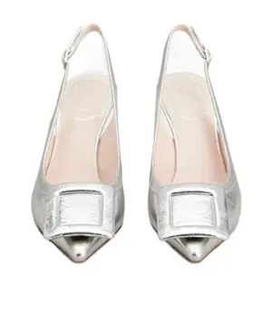 ROGER VIVIER Viv In The City' Slingback Pumps With Covered Buckle - Silver