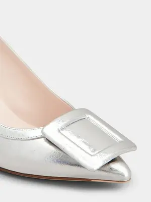 ROGER VIVIER Viv In The City' Slingback Pumps With Covered Buckle - Silver