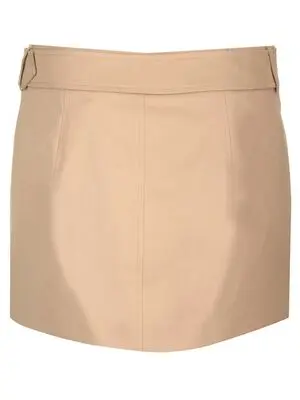 Burberry Belted Waist Mini Skirt - Khaki