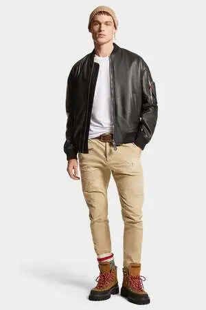 Dsquared2 Leather Bomber Jacket