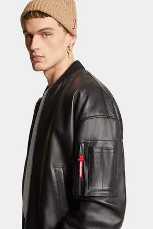 Dsquared2 Leather Bomber Jacket