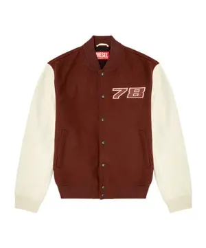 DIESEL® Wool-blend Varsity Jacket With "78" Appliqu - Brown