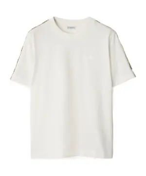 Burberry Burberry Crewneck T-Shirt With Signature Check Taping Chalk