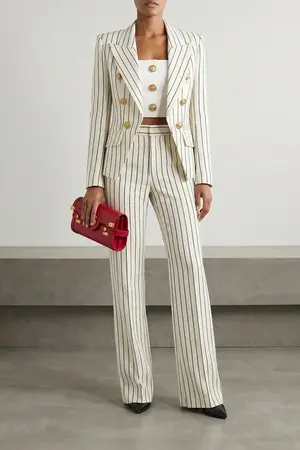 Balmain Button Cropped Top - White