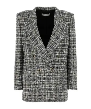 Alessandra Rich Checked Tweed Blazer - Black