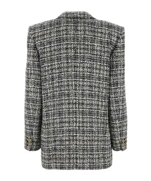Alessandra Rich Checked Tweed Blazer - Black