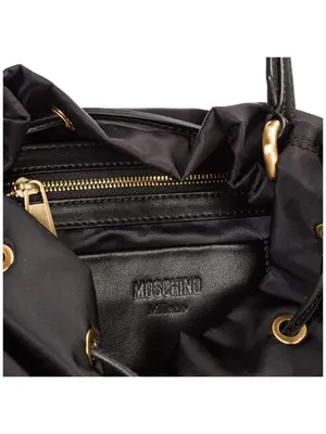 Moschino Plaque Drawstring Bucket Bag