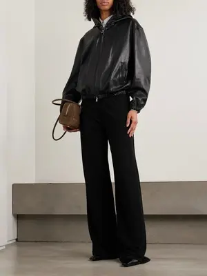 Nour Hammour Leo Hooded Patchwork Leather Jacket