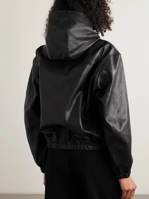 Nour Hammour Leo Hooded Patchwork Leather Jacket