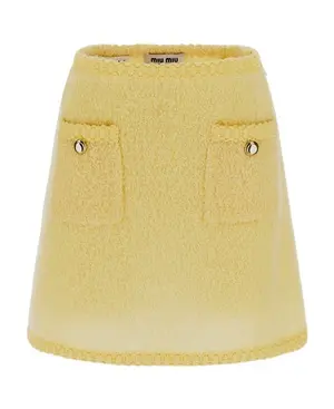 Miu Miu Bouclé Skirt With Logo Details