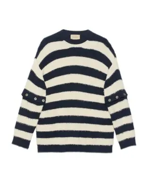 Gucci Striped Brushed Cotton Jumper - Blue